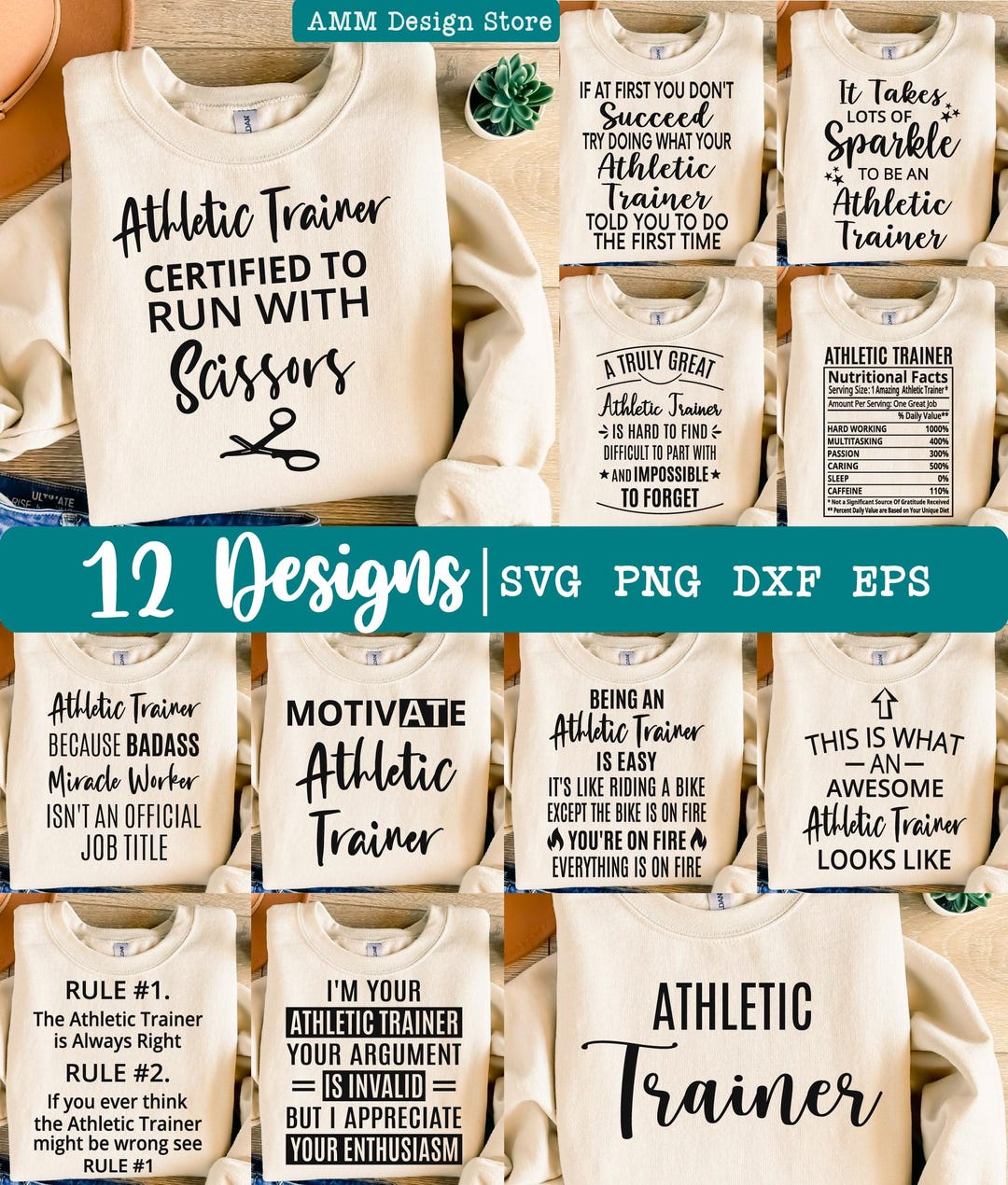 Athletic Trainer SVG, Bundle Svg, AT Svg, Shirt Svg, 12 Designs ...