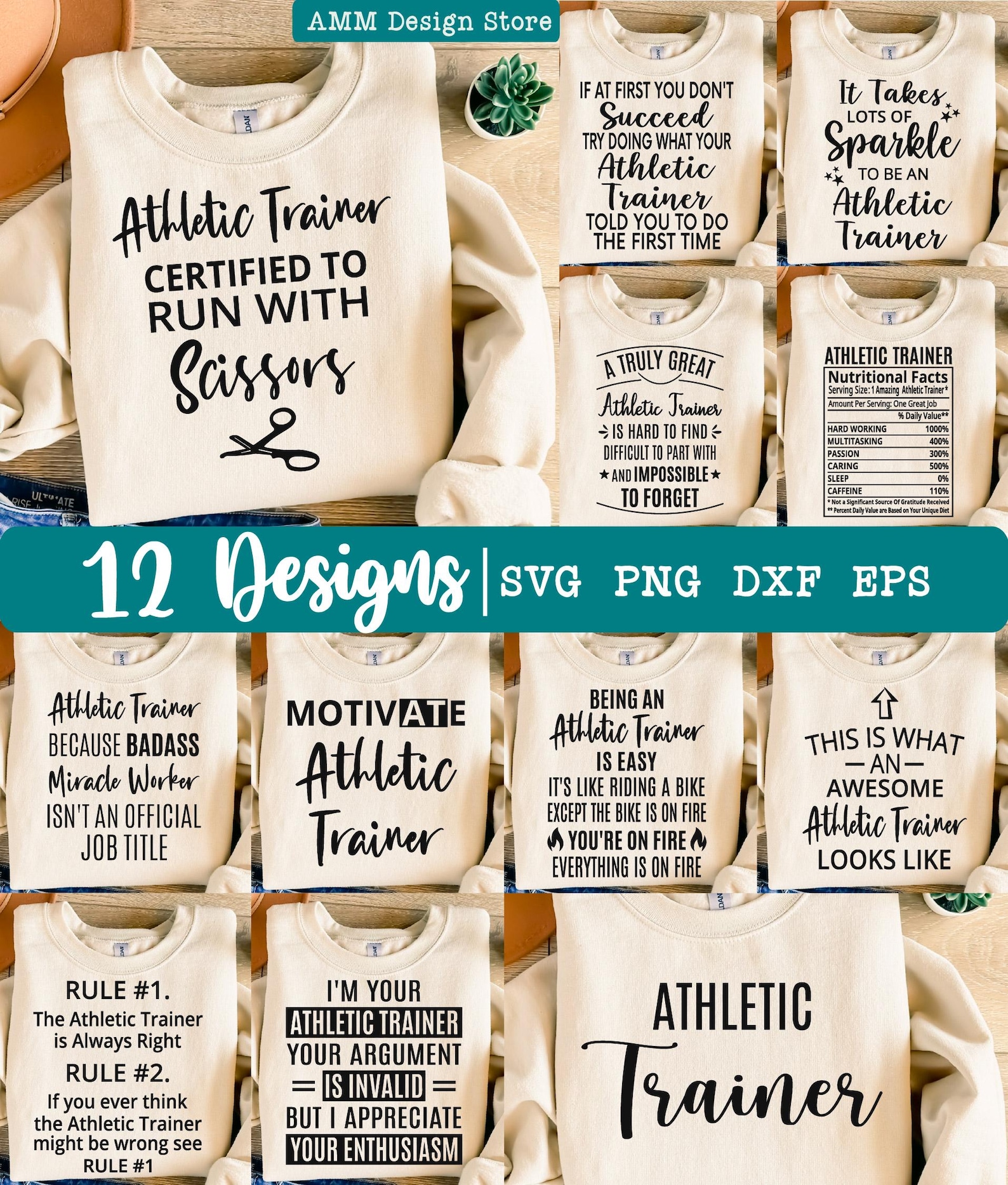 Athletic Trainer SVG, Bundle Svg, AT Svg, Shirt Svg, 12 Designs ...