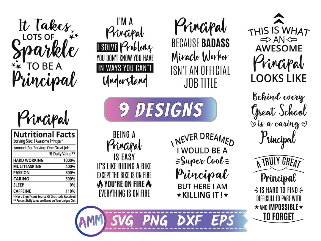 Principal SVG Bundle Svg 9 Designs Principal Appreciation - Etsy