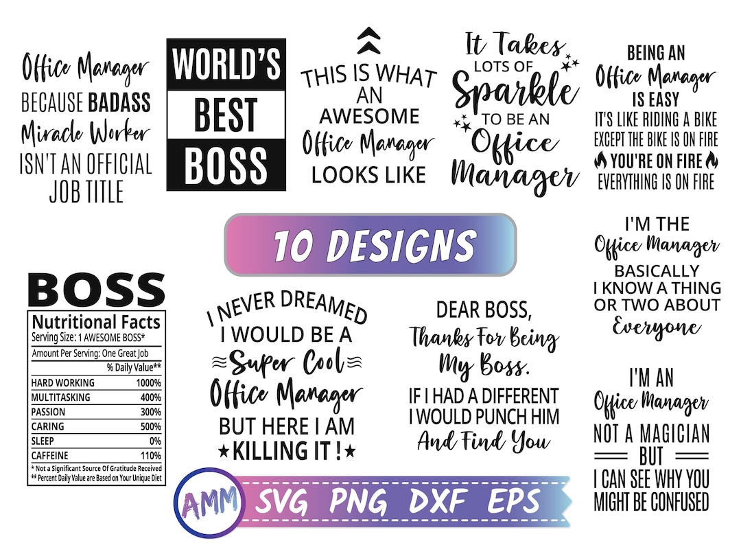 Office Manager SVG Office Manager Bundle Svg Boss (Instant Download) - Etsy