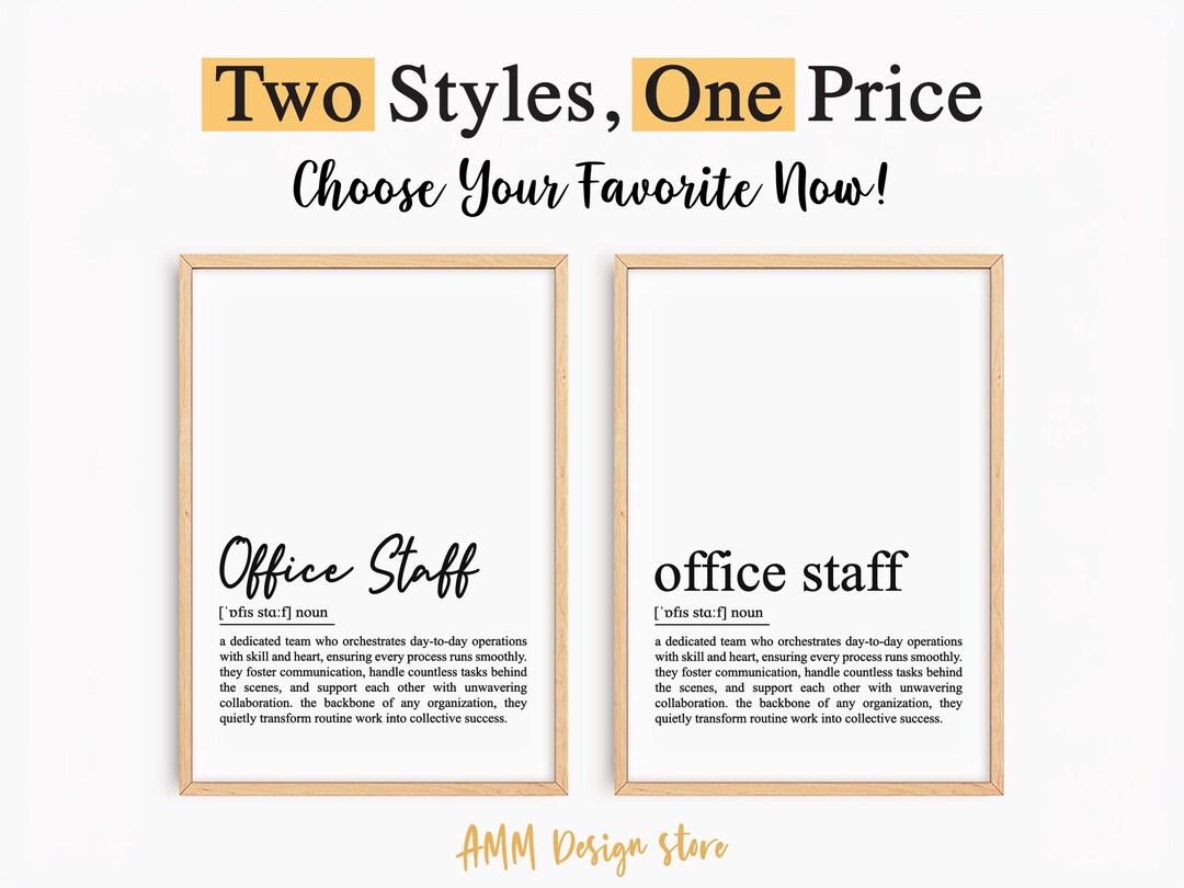 Office Staff Definition Print, Office Staff Gift, Office Staff Wall Art ...