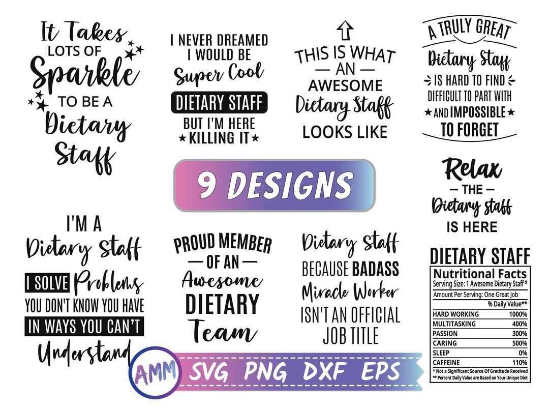 Dietary Staff SVG, Bundle Svg, Dietary Staff Bundle Svg, 9 Designs ...