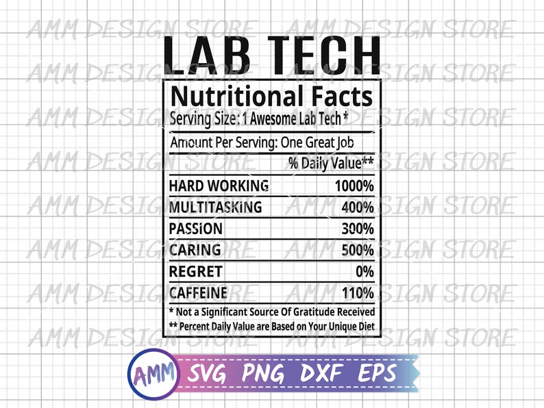 Lab Tech Svg Lab Tech Nutritional Facts Svg Nutrition Facts - Etsy