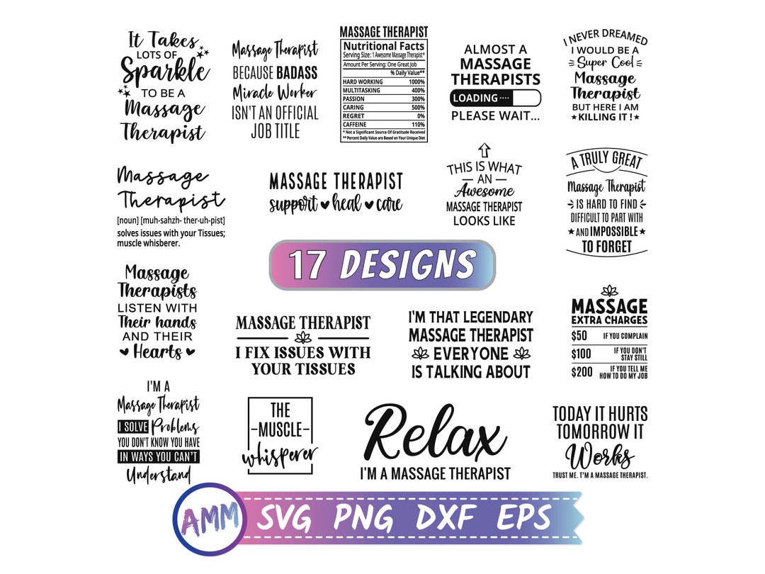 Massage Therapist SVG, Bundle Svg, 17 Designs, Massage Therapist Png ...