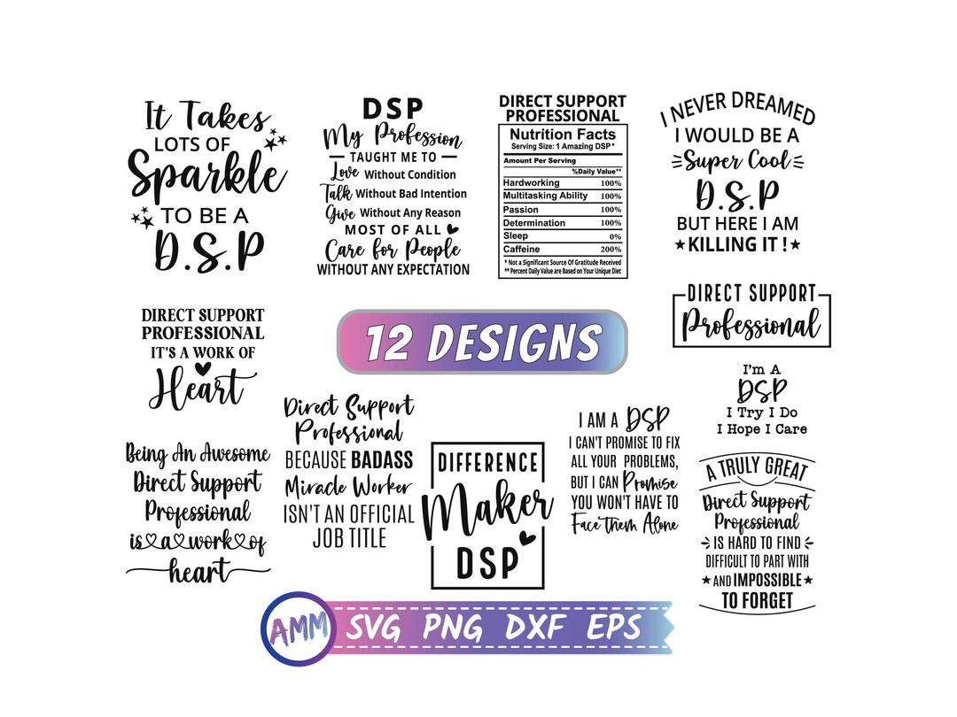 DSP Svg, Direct Support Professional Svg, DSP Bundle, 12 Designs ...