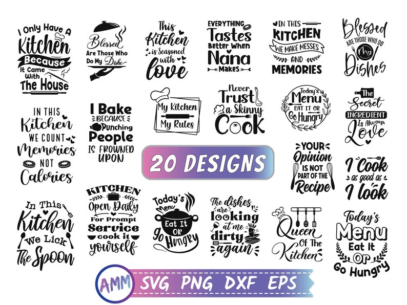 Kitchen Bundle SVG Funny Kitchen Svg 20 Design Kitchen - Etsy