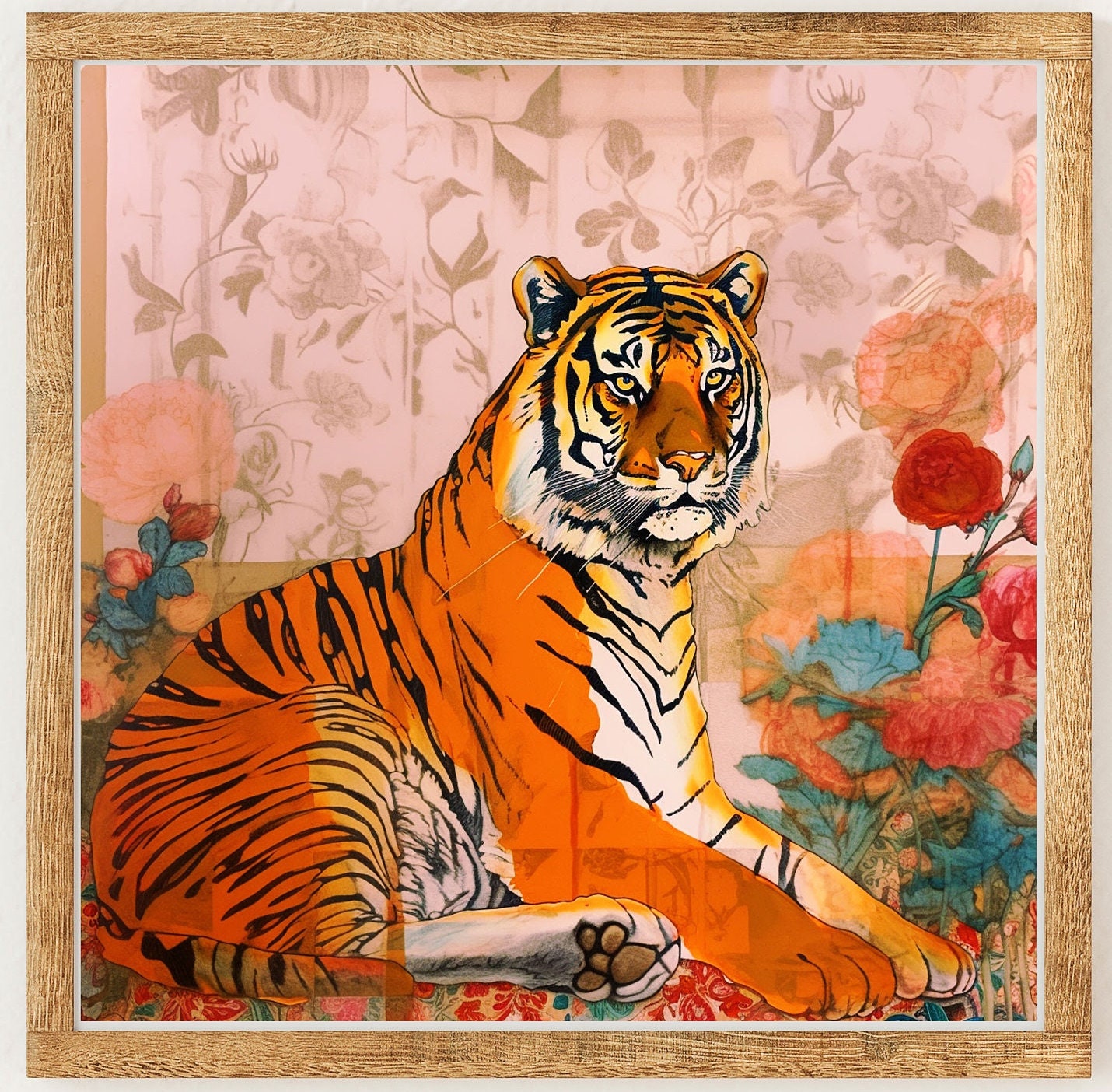 Printable Bohemian Tiger Digital Poster, Downloadable Wall Art of ...