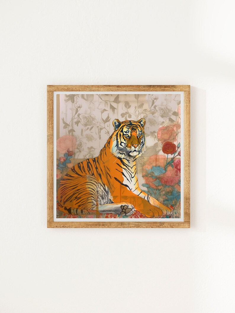 Printable Bohemian Tiger Digital Poster Downloadable Wall Art - Etsy