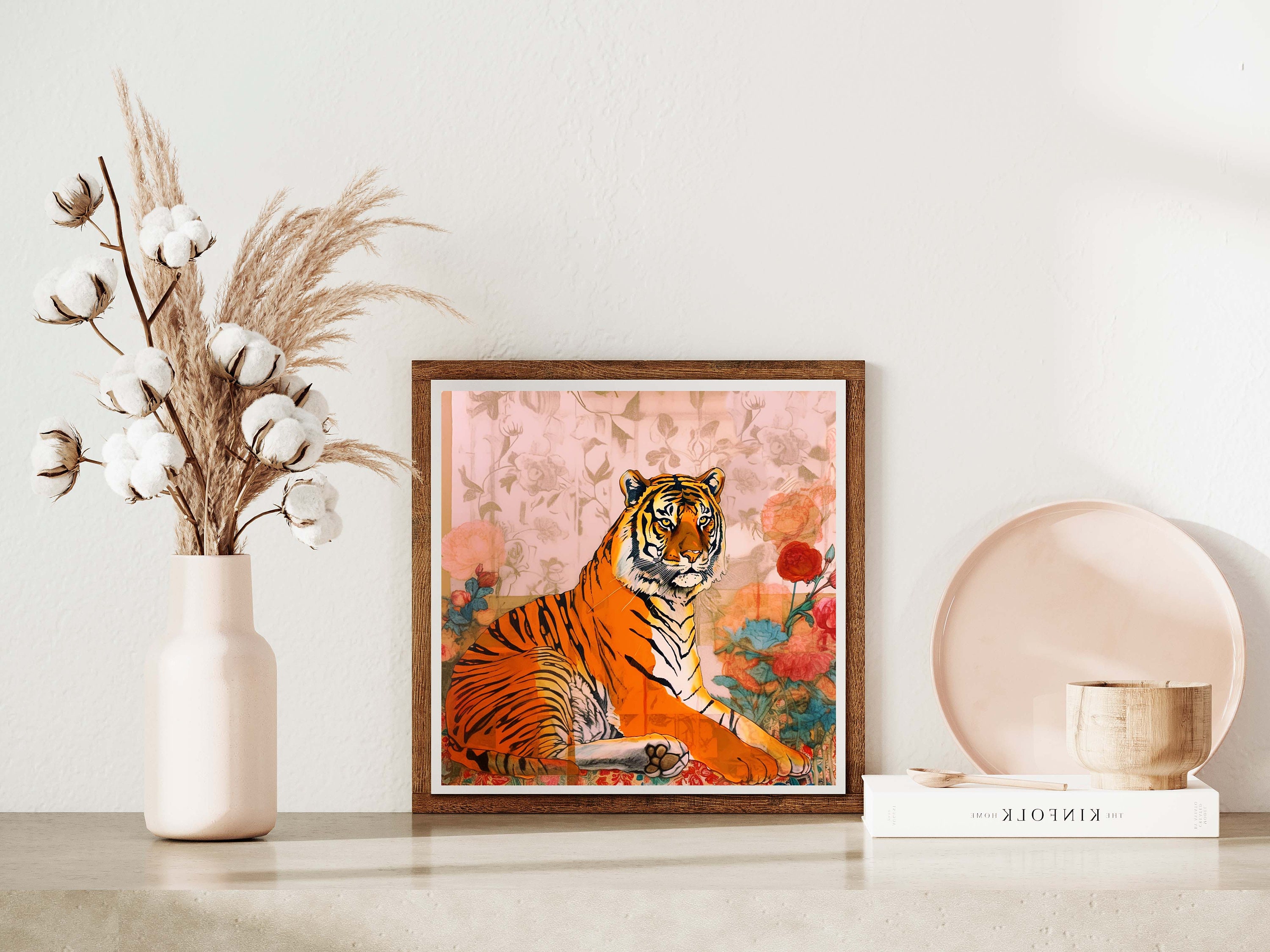 Printable Bohemian Tiger Digital Poster, Downloadable Wall Art of ...