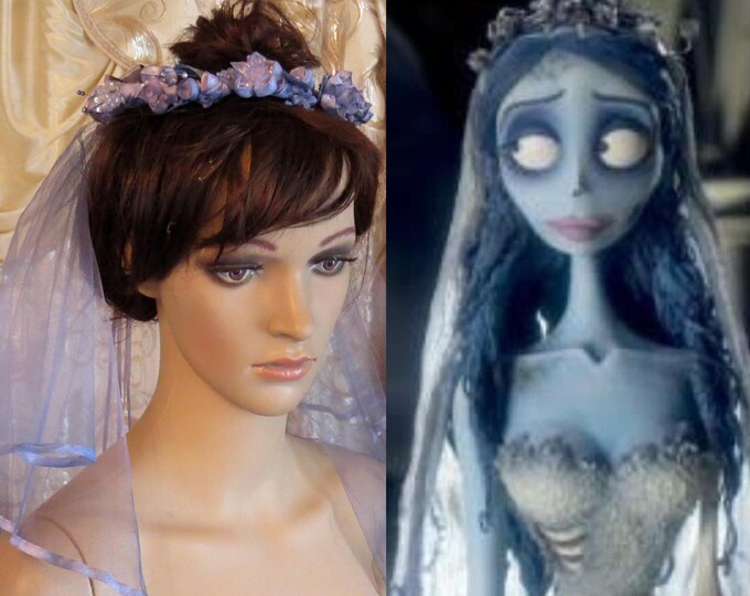 Girl's Emily CORPSE BRIDE VEIL Tim Burton Wedding Veil, Blue Floral ...