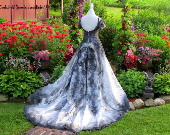 Edwardian Ghost Bride, BLACK LACE Wedding GOWN, Gothic Wedding Dress ...