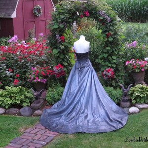 Blue Corpse Bride Costume, CORSET Wedding Dress, Silver/bluish/gray ...