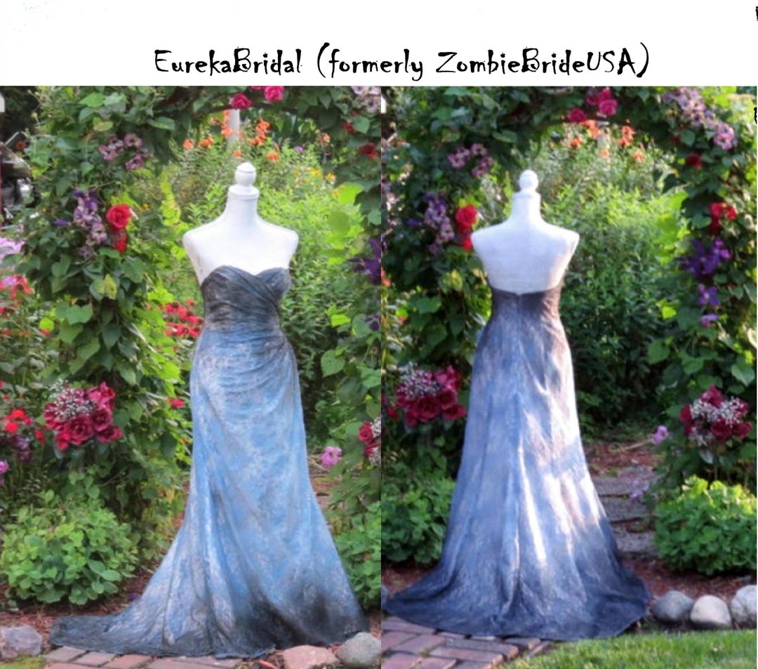 Emily Corpse Bride Wedding Dress, Blue Lace Bridal Gown, Corpse Bride ...