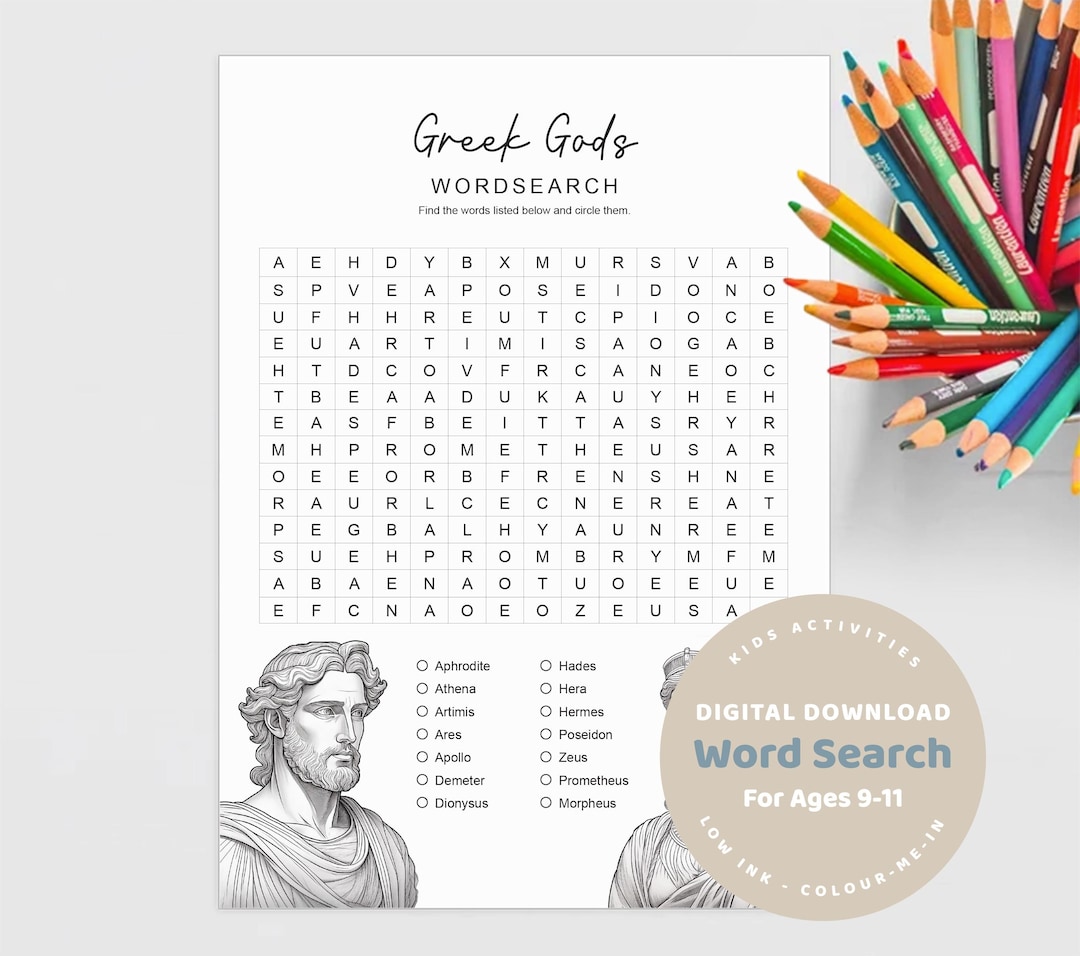 Greek Gods Word Search, Printable KS2 Activities Fun Ancient Greek ...