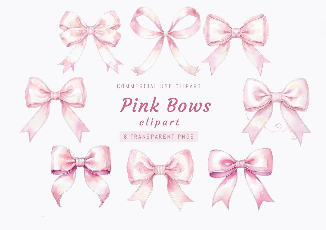 Watercolor Ribbon, Pink Bow Clipart - Pink Ribbon Clipart - 8 ...