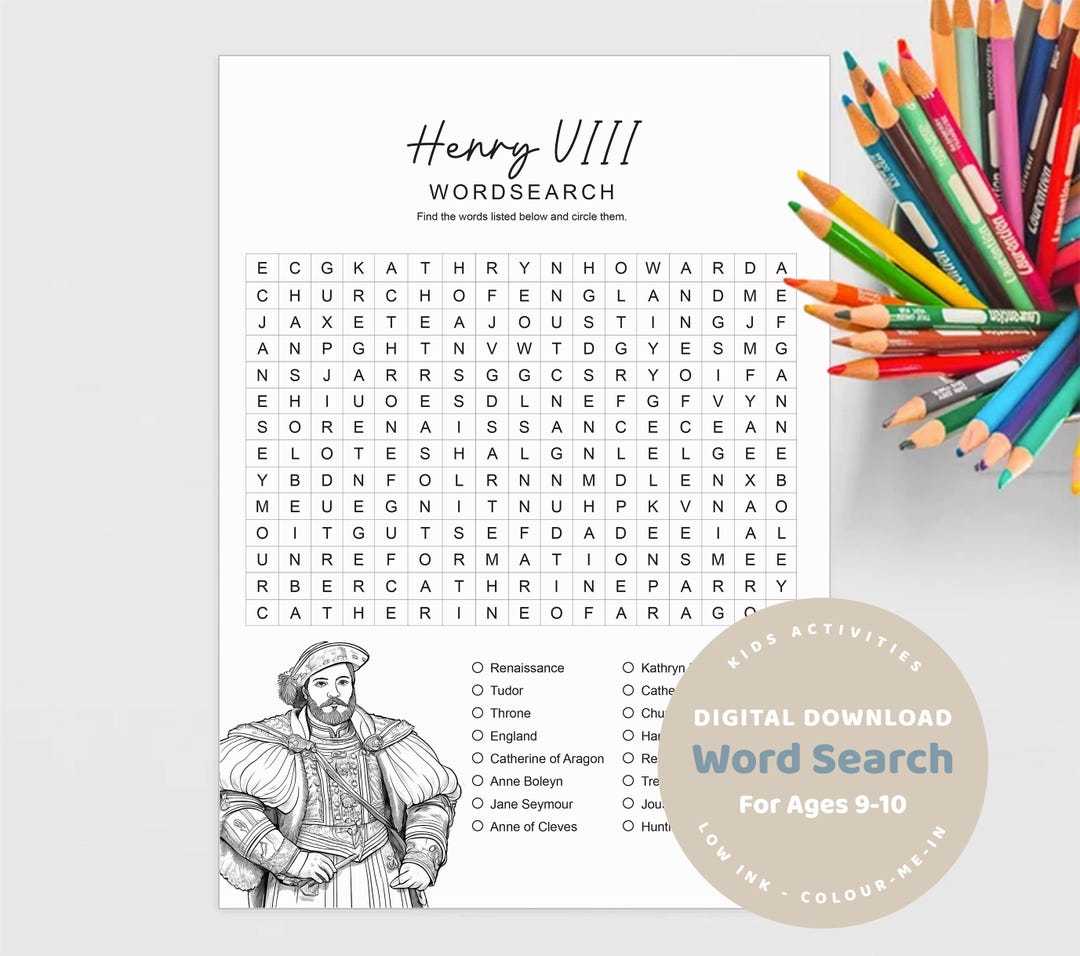 Henry VIII Word Search, Printable KS2 Activities Fun Tudor Activity for ...