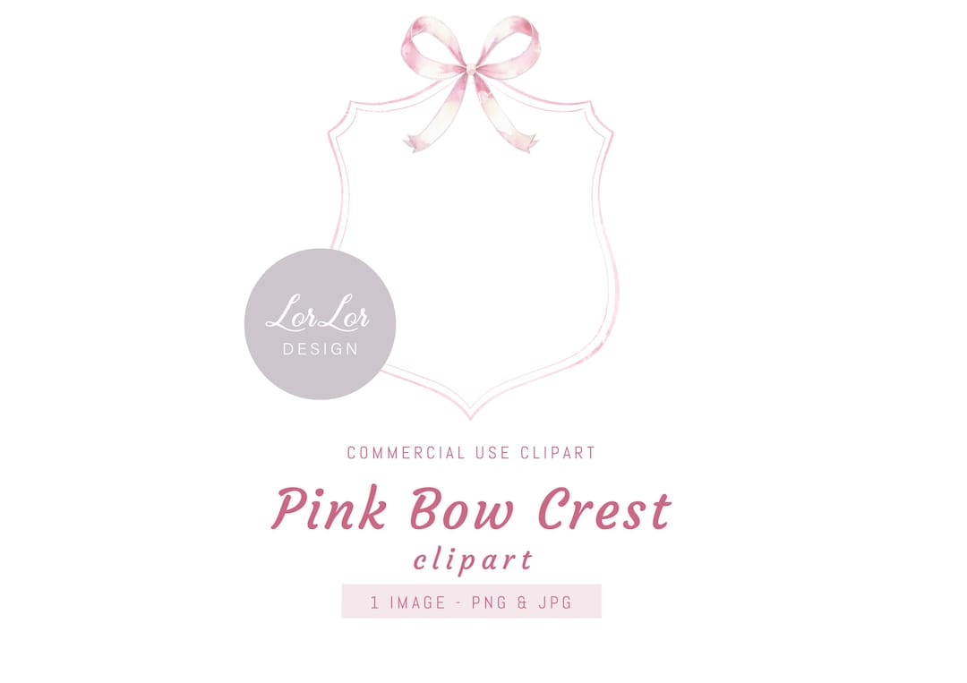 Watercolour Pink Bow Crest Clipart Watercolor Pink Ribbon Clipart 1 ...