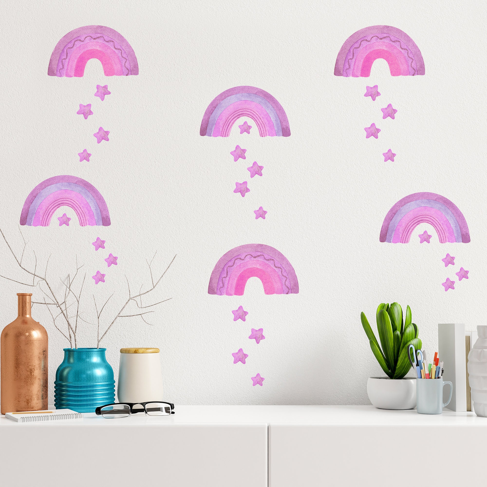 Watercolor Rainbow Wall Stickers Watercolour Rainbow Wall - Etsy