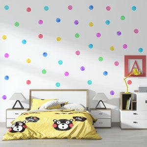 Polka Dot Wall Stickers Rainbow Watercolour Decal Dots - Etsy
