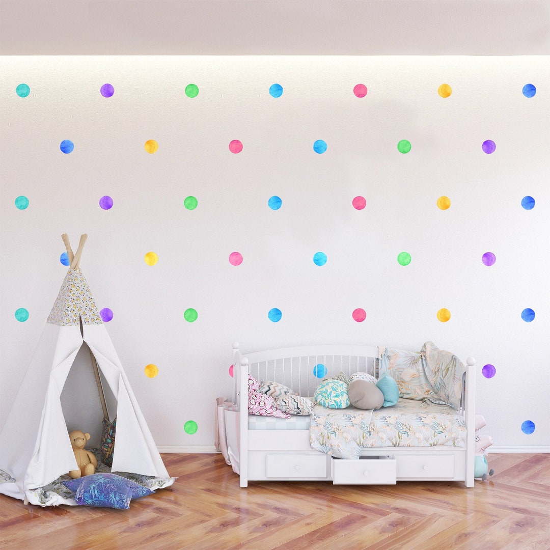Polka Dot Wall Stickers Rainbow Watercolour Decal Dots - Etsy