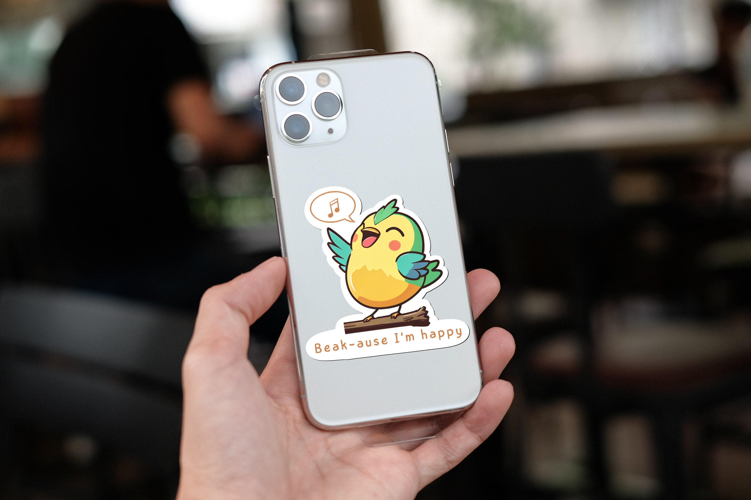 Cute Singing Bird Stickers, Beak-ause I'm Happy Bird Sticker, Bird ...