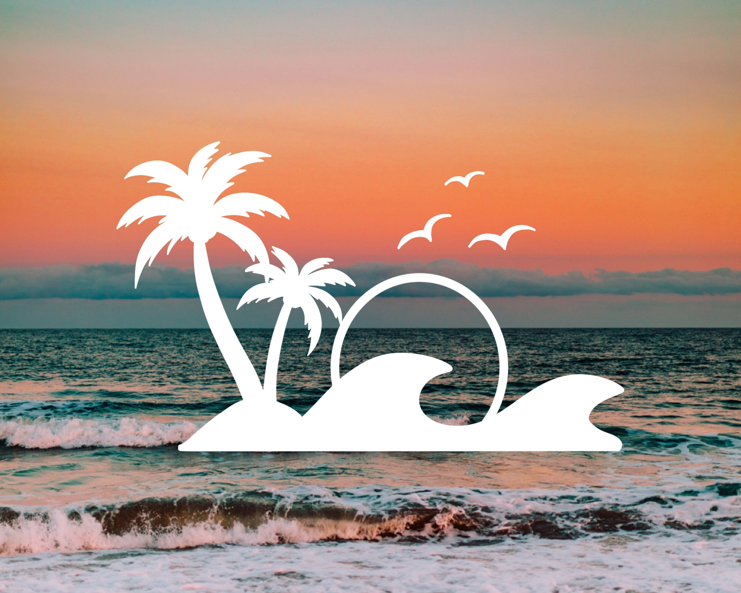 BEACH SUNSET Vinyl Decal Adventure Decal Ocean Nature Decal - Etsy