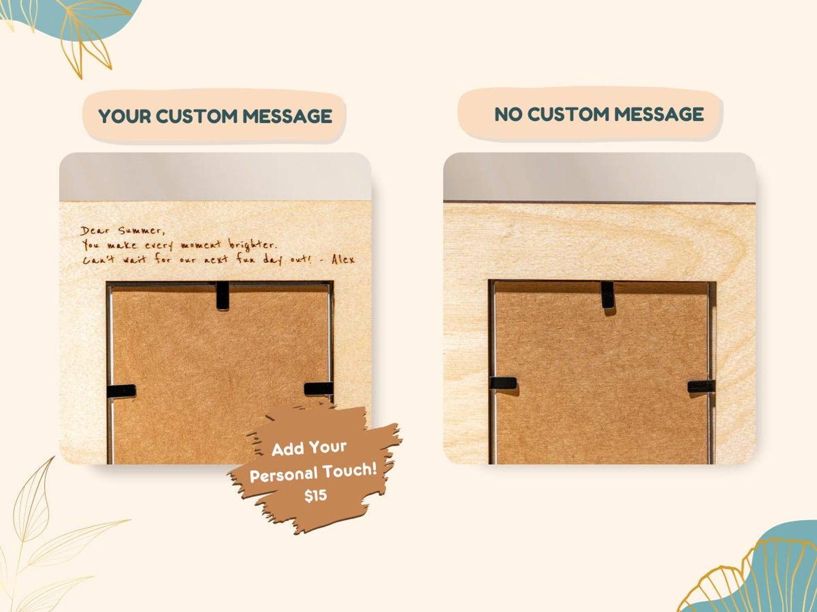 Personalized Beach Picture Frames, Add Your Own Message 3x3 Wood Frames ...