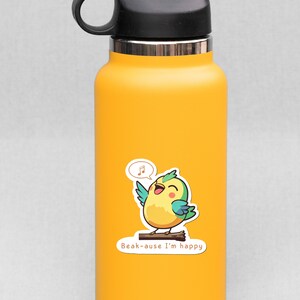 Cute Singing Bird Stickers, Beak-ause I'm Happy Bird Sticker, Bird ...