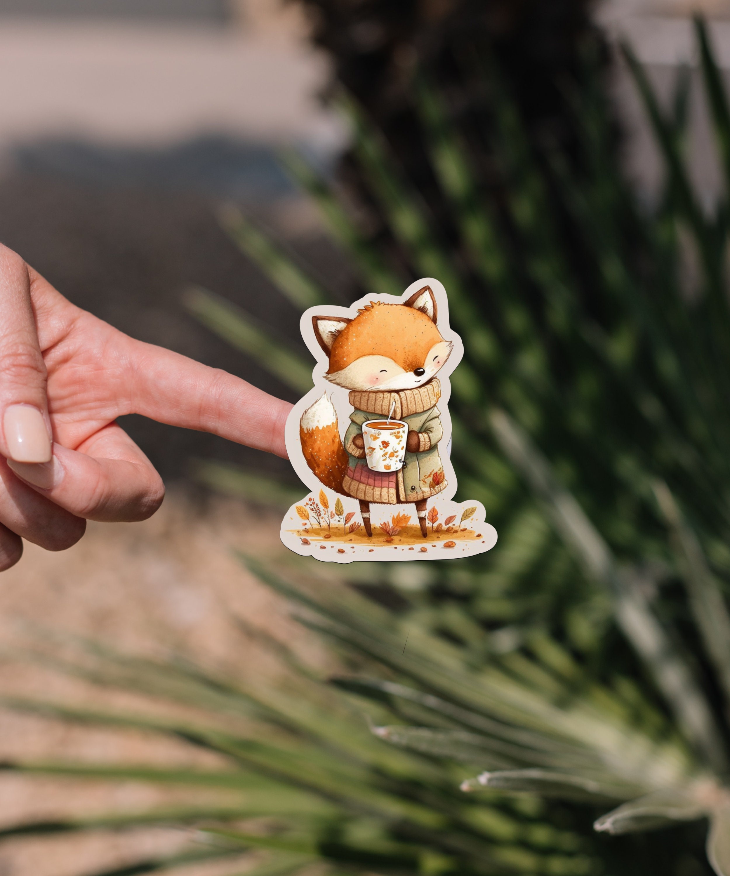 Autumn Fox Sticker Cozy Fall Leaves Sticker Cute Animal - Etsy