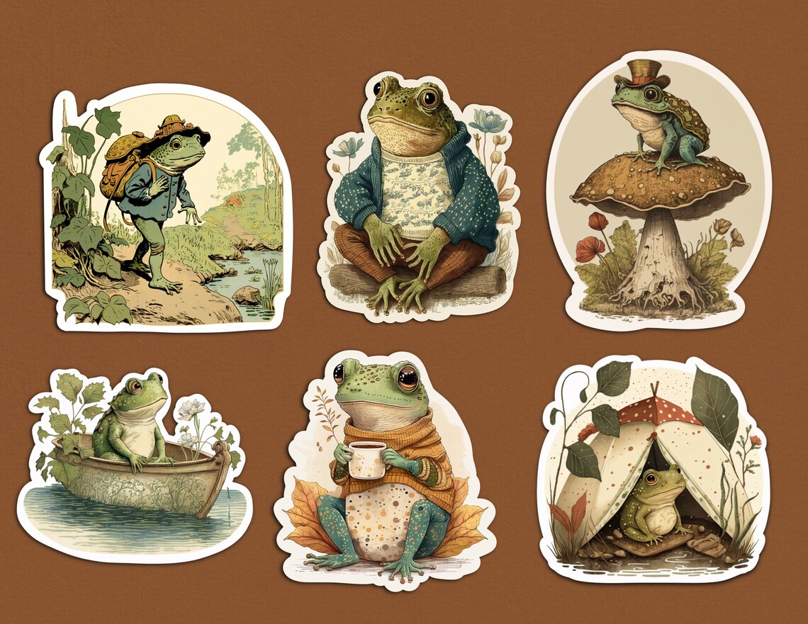 Cottagecore Frogs Sticker Pack Choose Your Material Vintage - Etsy