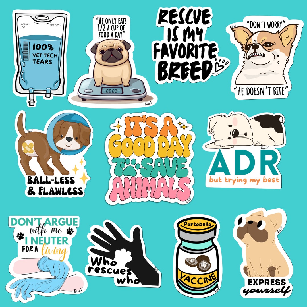 Vet Tech Sticker Bundle, Vet Tech Gift, Funny Veterinary Sticker, Vet ...