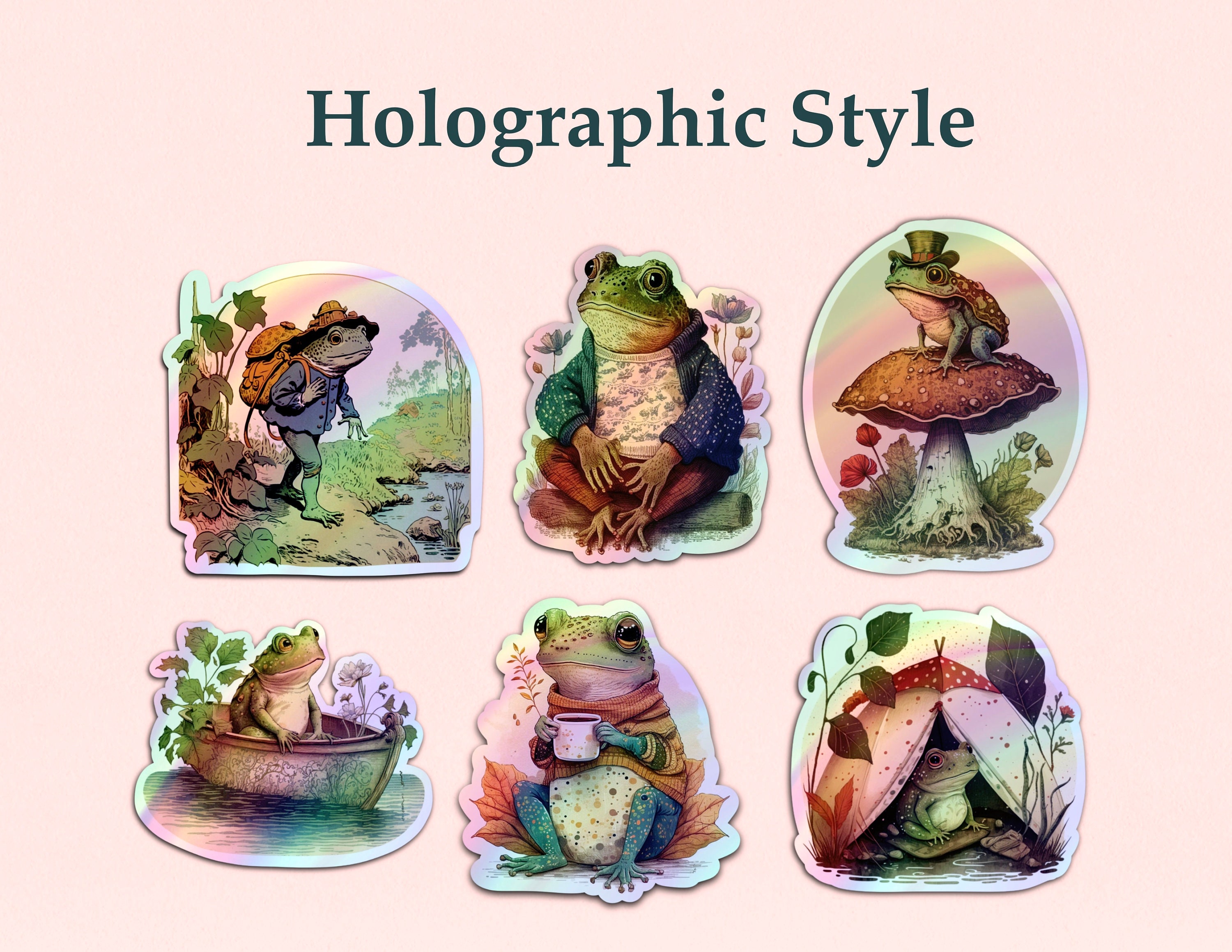 Cottagecore Frogs Sticker Pack, Choose Your Material, Vintage Toad ...