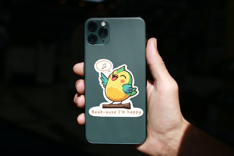 Cute Singing Bird Stickers, Beak-ause I'm Happy Bird Sticker, Bird ...