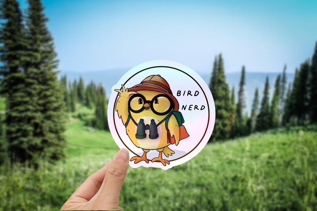 Holographic Bird Nerd Sticker. Cute Birding Vinyl Sticker. Bird Lover ...