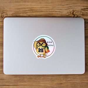 Holographic Bird Nerd Sticker. Cute Birding Vinyl Sticker. Bird Lover ...