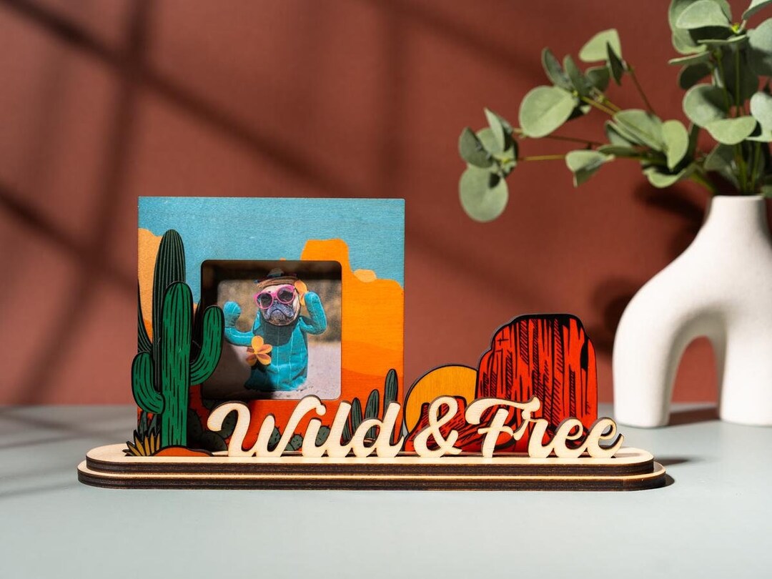 Wild and Free Western Deserts Picture Frames, Personalized 3x3 Wood ...