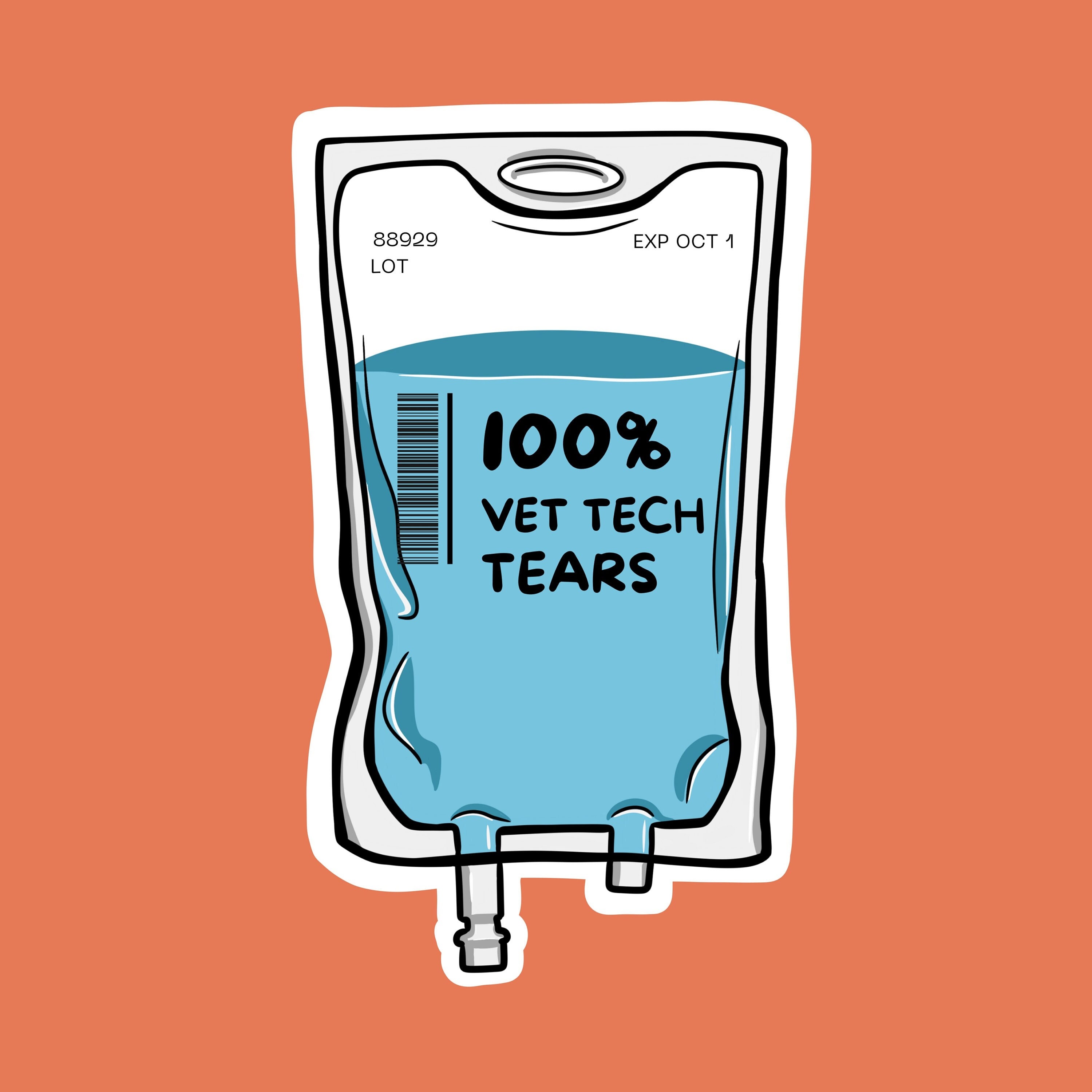 Vet Tech Tears IV Bag Sticker, Vet Tech Stickers, Funny Vet Humor, Vet ...