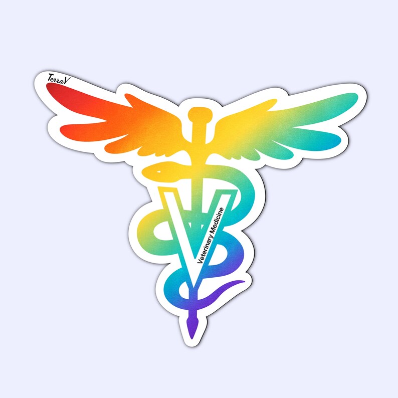 Rainbow Vetmed Sticker, Pride Veterinary Caduceus, Vet Tech Week, Vet ...