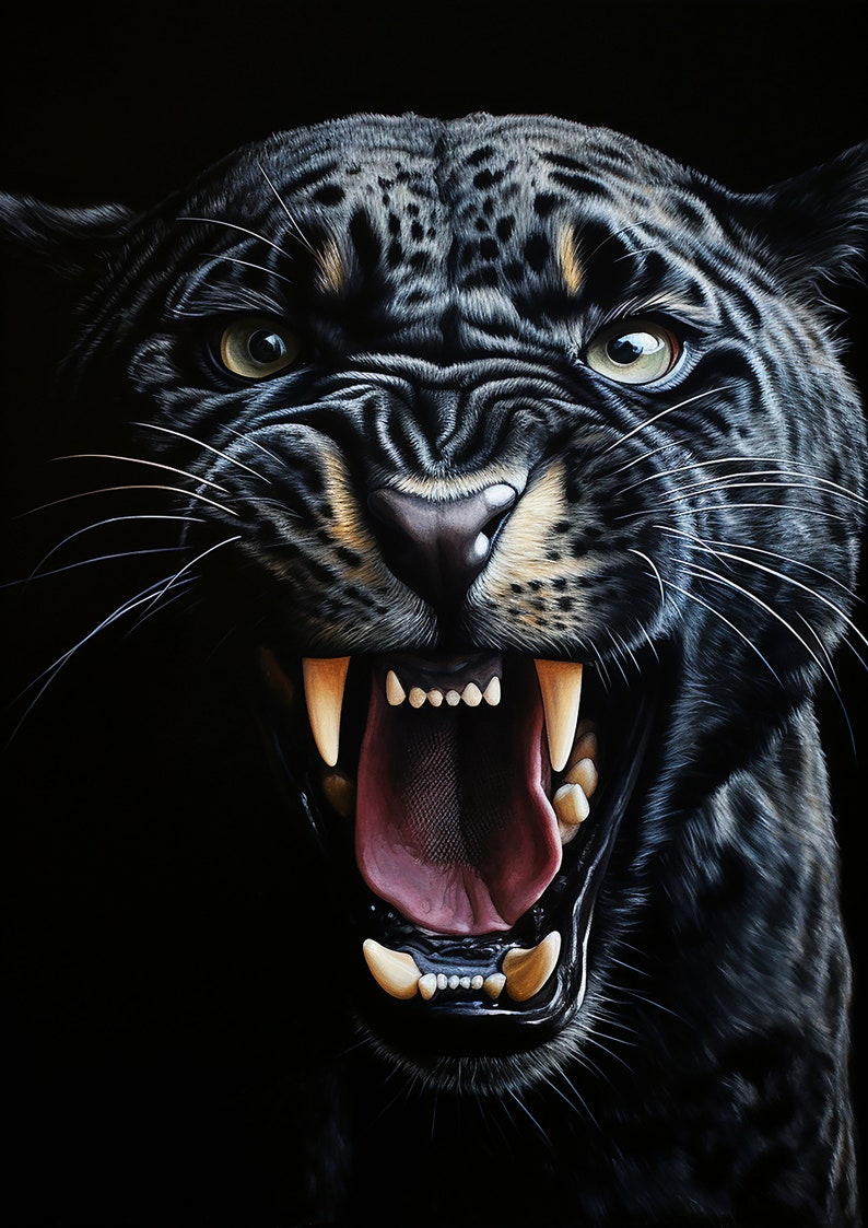 Black Leopard Print, Printable Photo Print, Large Animal Poster, Wild ...