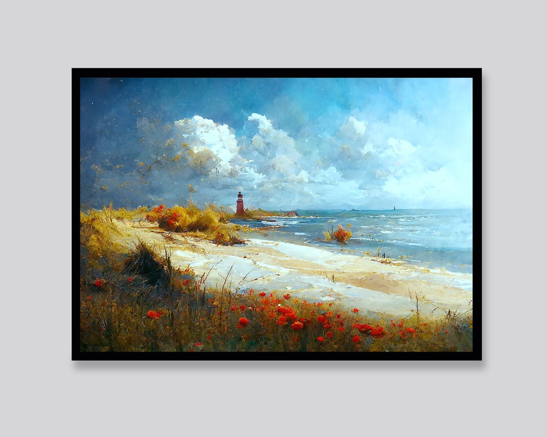 Coastal Digital Painting | Digital Printable | Ocean Landscape ...