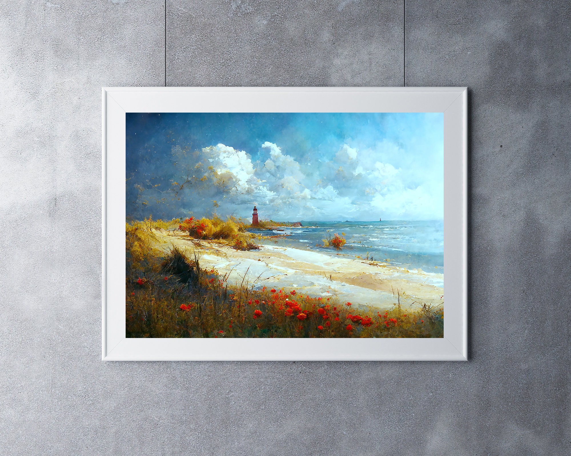 Coastal Digital Painting | Digital Printable | Ocean Landscape ...