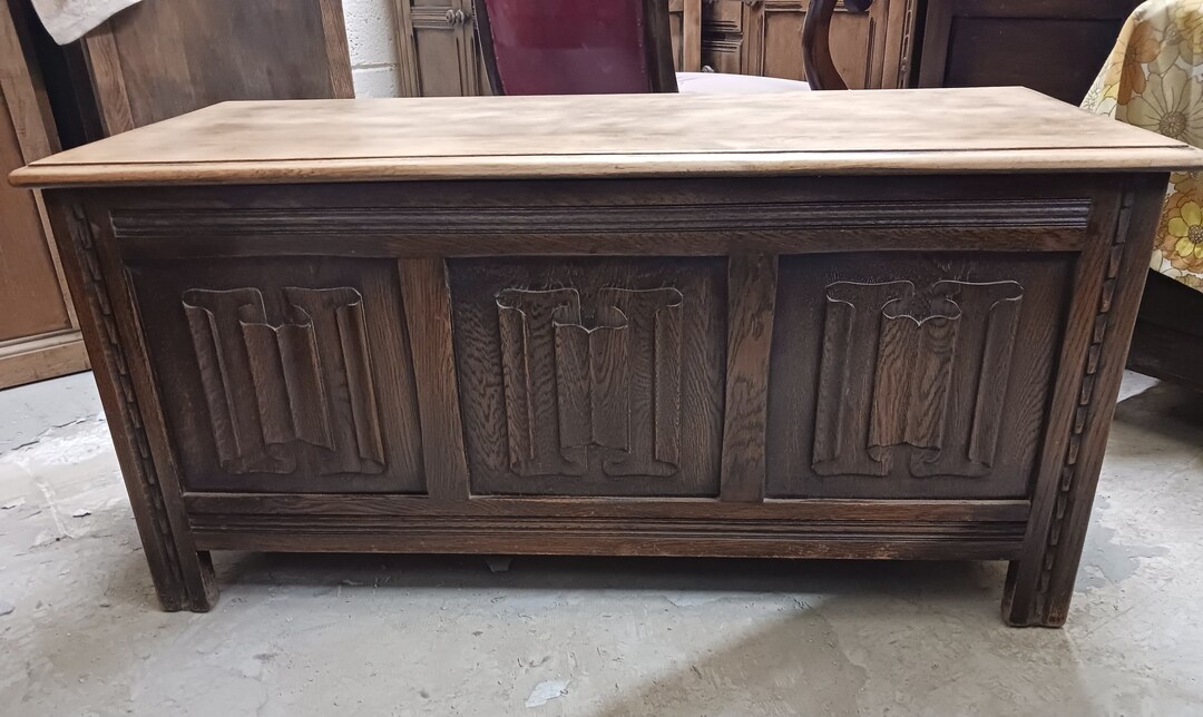 Part Stripped Oak Linenfold Blanket Box - Etsy UK