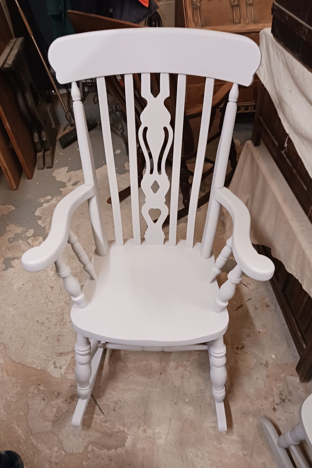 Painted Solid Beech Fiddle Back Rocking Chair. - Etsy UK