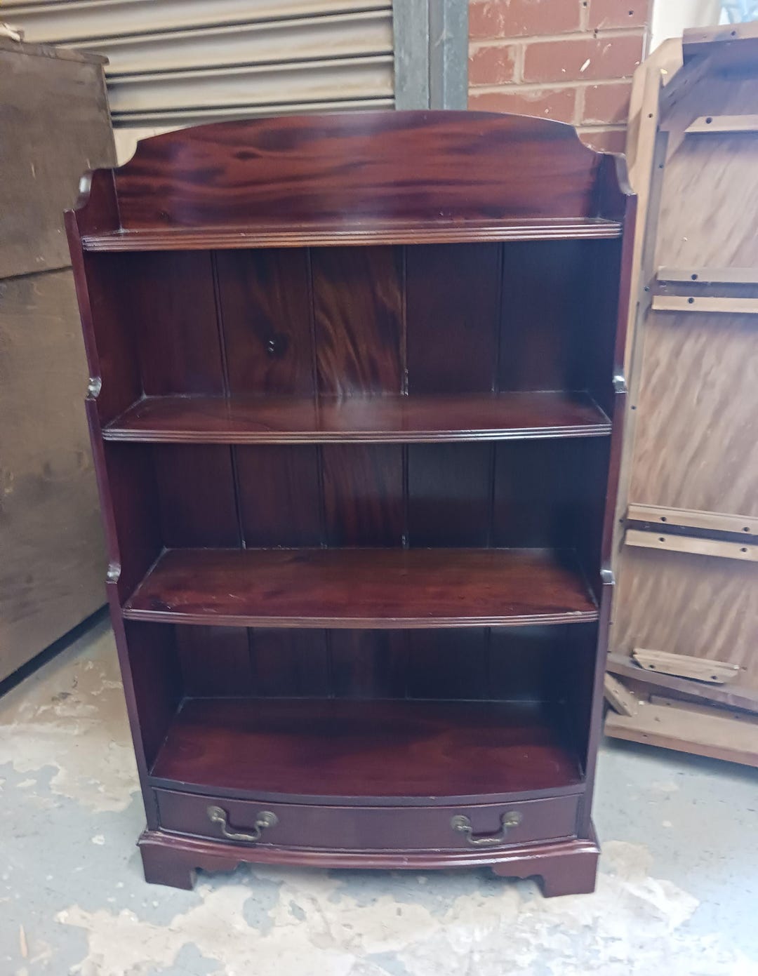 Reproduction Mahogany Coloured Waterfall Bookcase. - Etsy