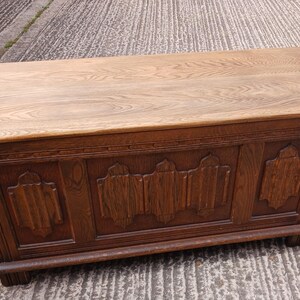 Antique Oak Carved Linenfold Blanket Box. - Etsy UK