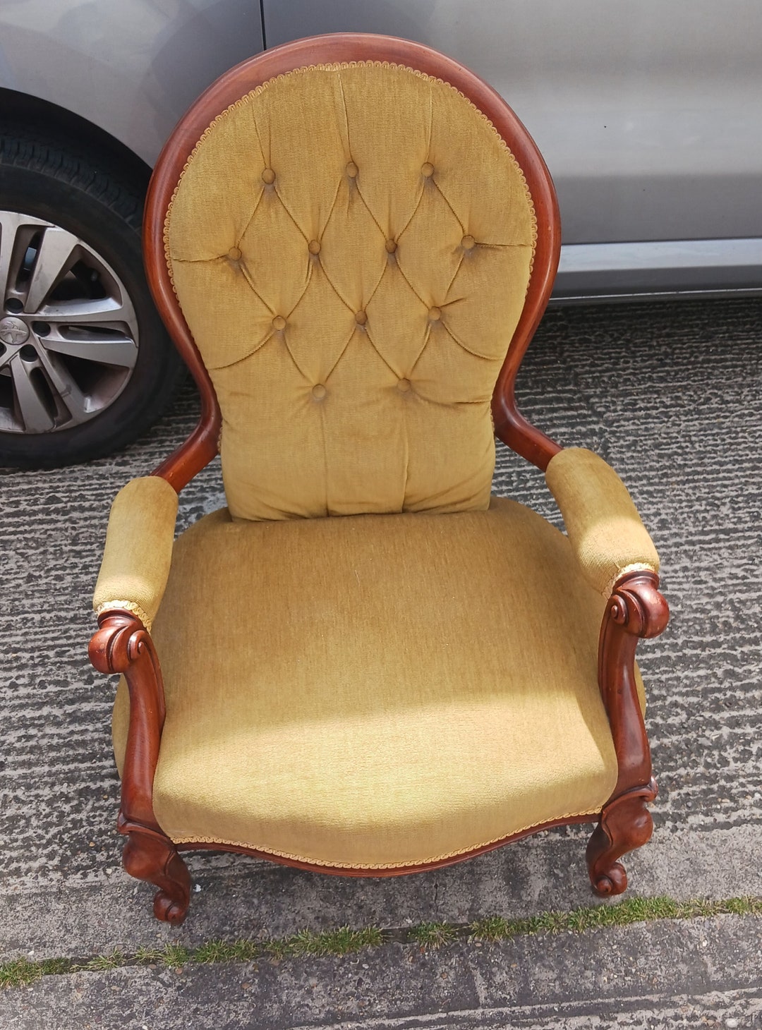 Reproduction Victorian Style Upholstered Armchair. - Etsy