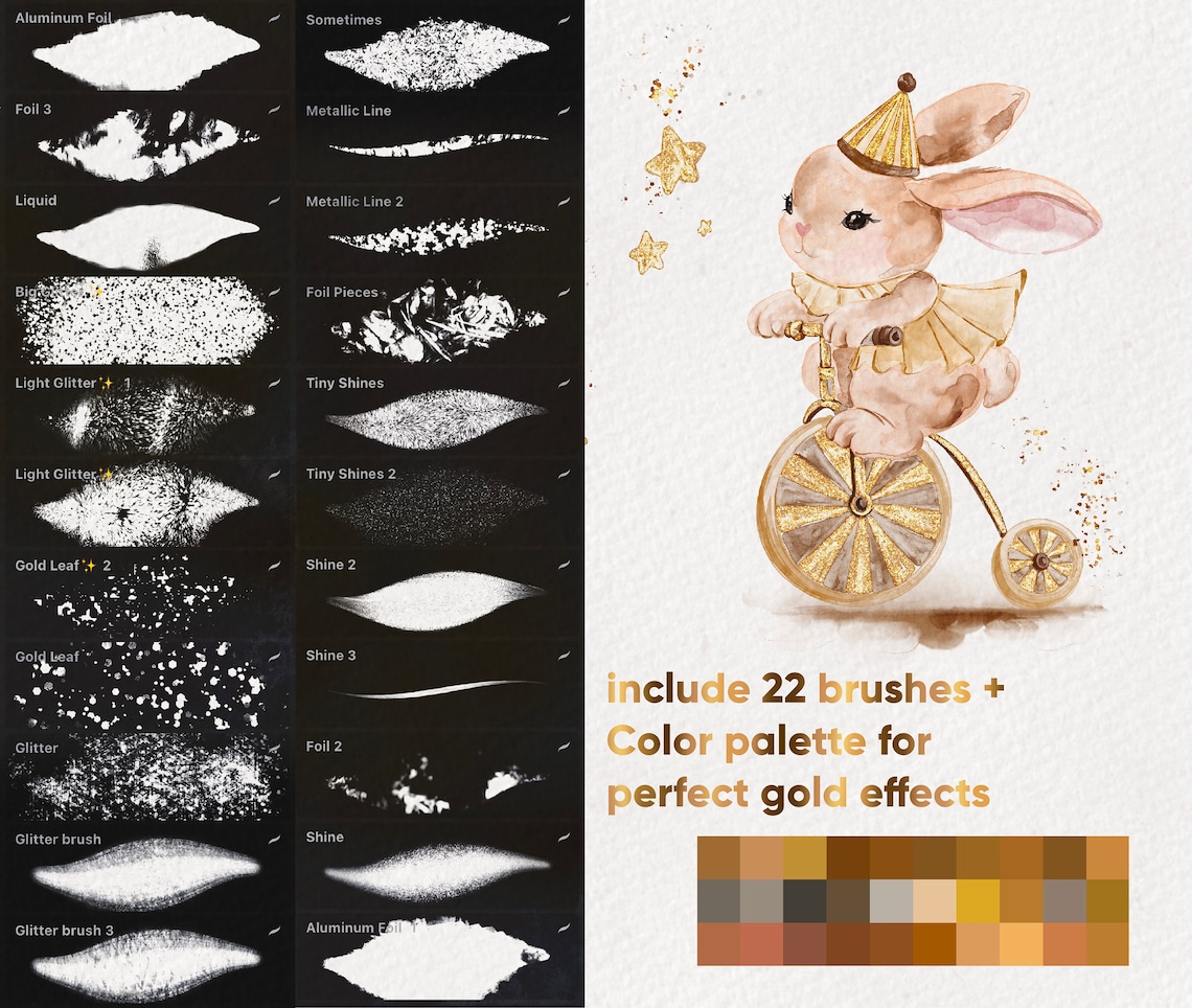 Realistic Foil Glitter Brushes for Procreate Sparkly Shine Procreate ...