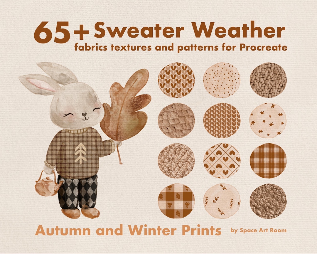 Cozy Knit Plaid Texture Boucle Brushes for Procreate Sweater Patterns Brushset Realistic Knitted ...