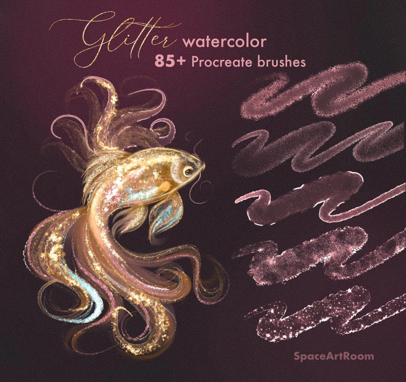 Realistic Glitter Watercolor Procreate Brushes: Shimmer, Sparkly ...