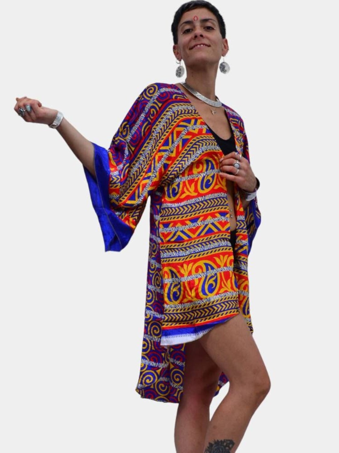 Upcycled Silk Kimono: Vintage Psychedelic Bell Sleeve Robe - Etsy